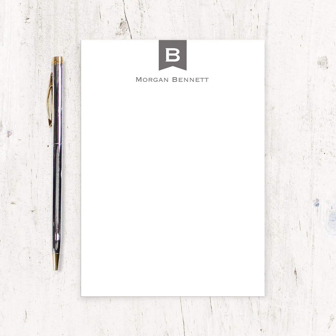 Personalized Notepad - BANNER MONOGRAM - Business Stationery Masculine ...