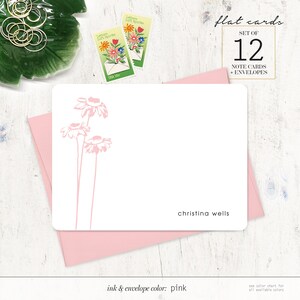 Personalized Note Card Set CONEFLOWER Modern Floral Stationary Nature ...