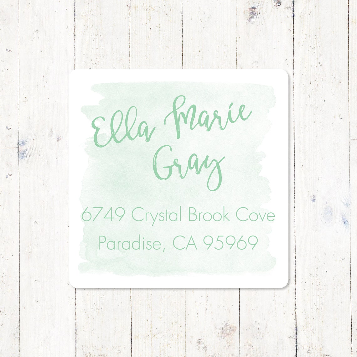 Personalized return address LABEL MINT WATERCOLOR Wash | Etsy