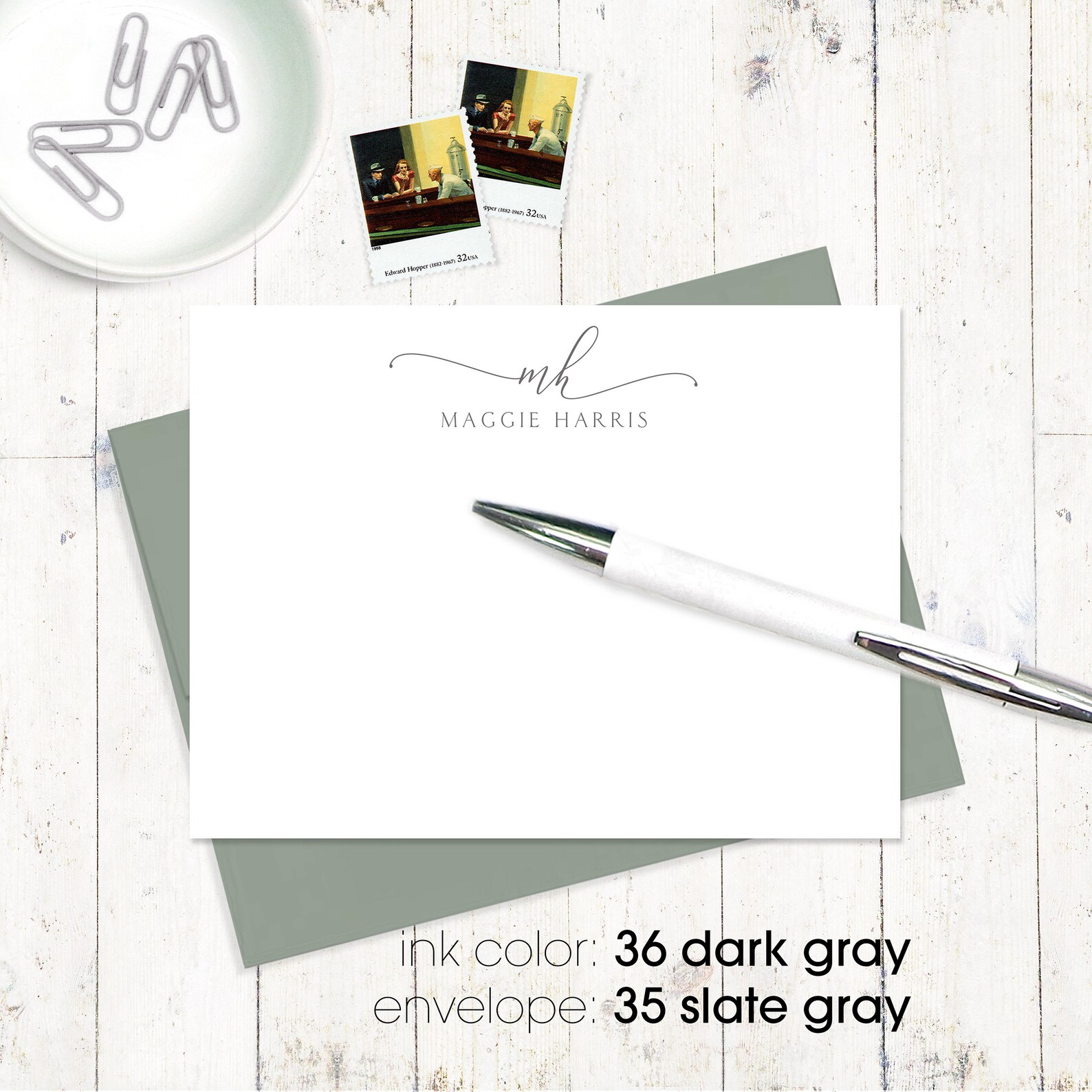 Personalized Note Card Set EXQUISITE SCRIPT MONOGRAM - Etsy