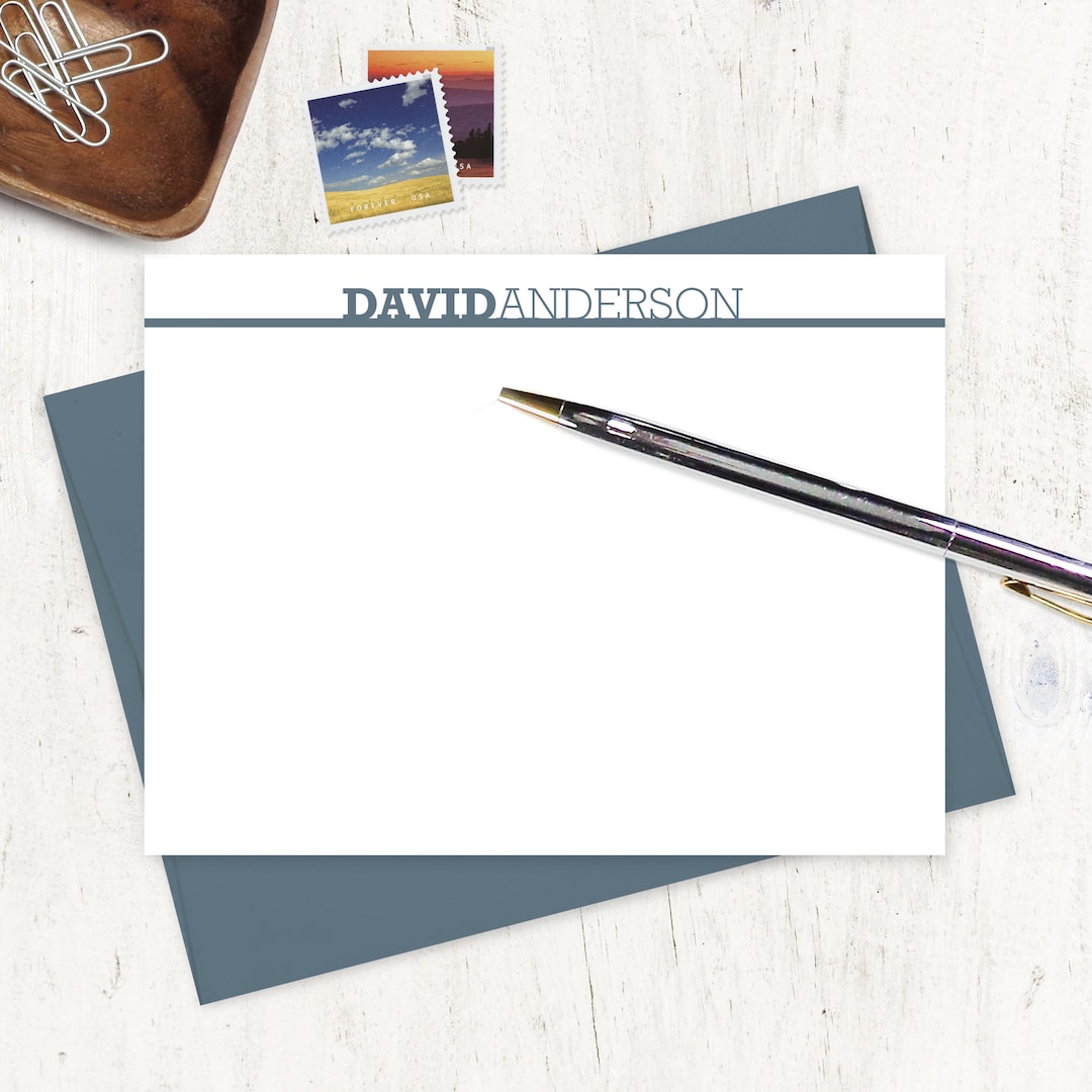 Personalized Note Card Set - BOLD NOT BOLD Name - Masculine Stationary ...