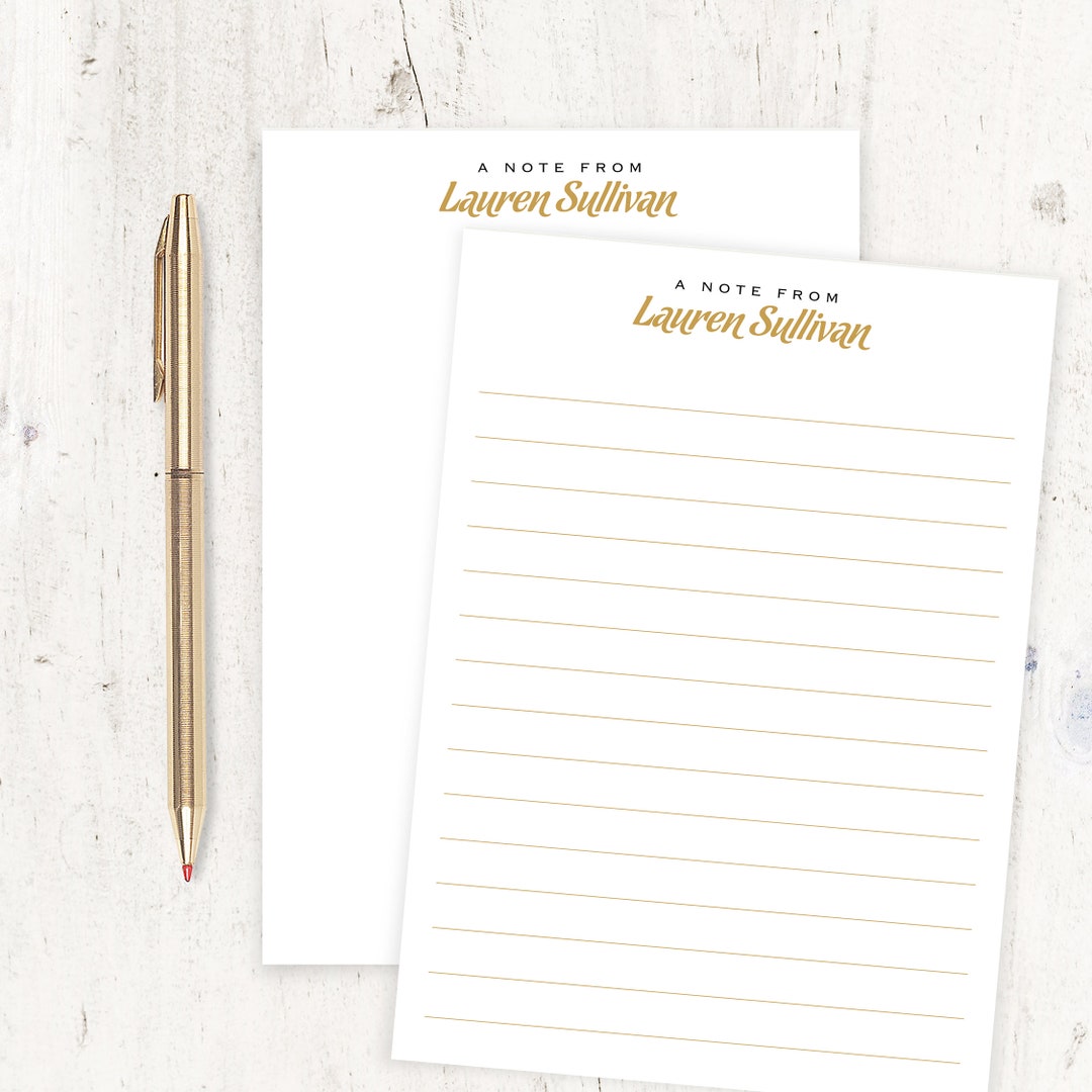 Personalized Notepad - LUXURIOUS SCRIPT a Note From - Lined or Unlined ...