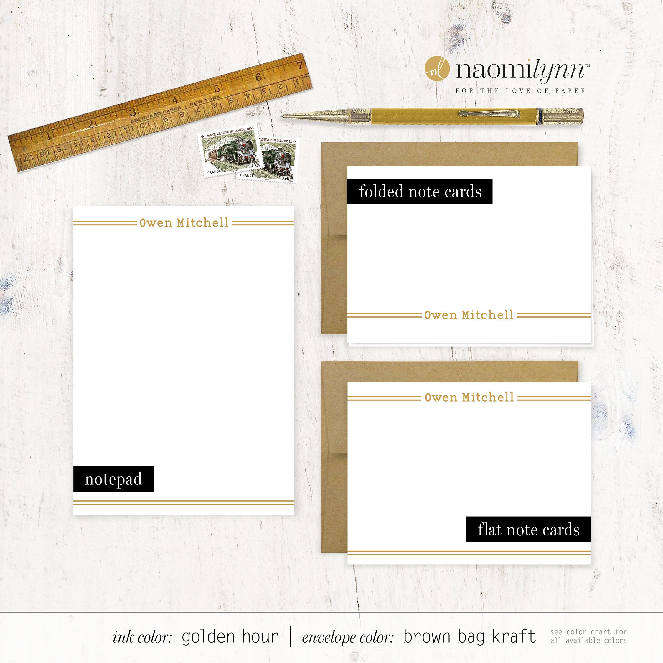 Complete Personalized Stationery Set - DOUBLE LINES - Personalized ...