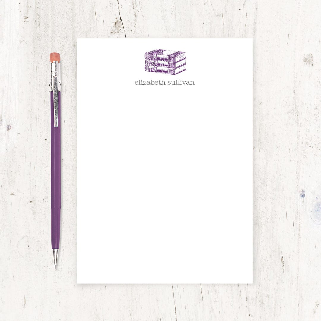 Personalized Notepad - VINTAGE BOOKS - Stationery Librarian Stationary ...