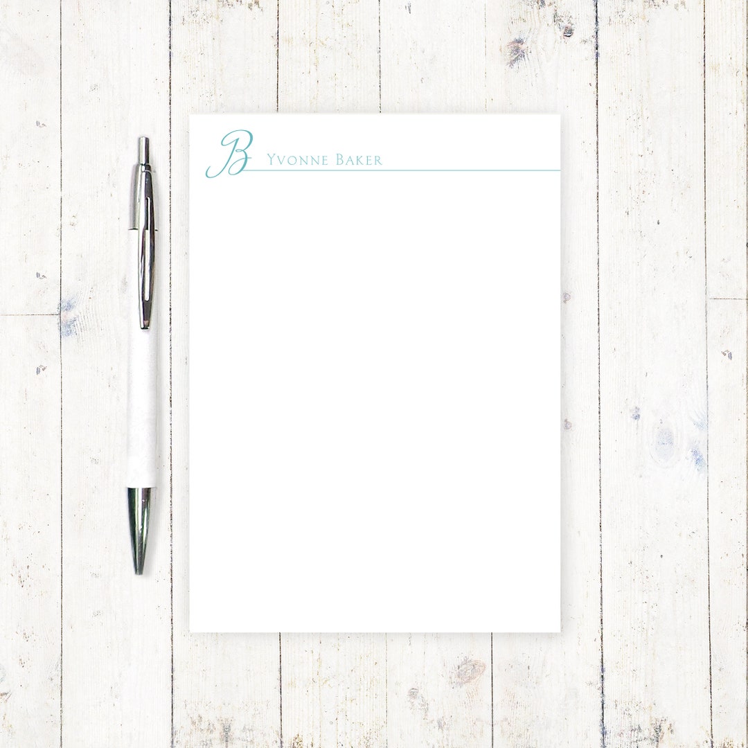 Personalized Notepad CURSIVE INITIAL Monogram Classic - Etsy