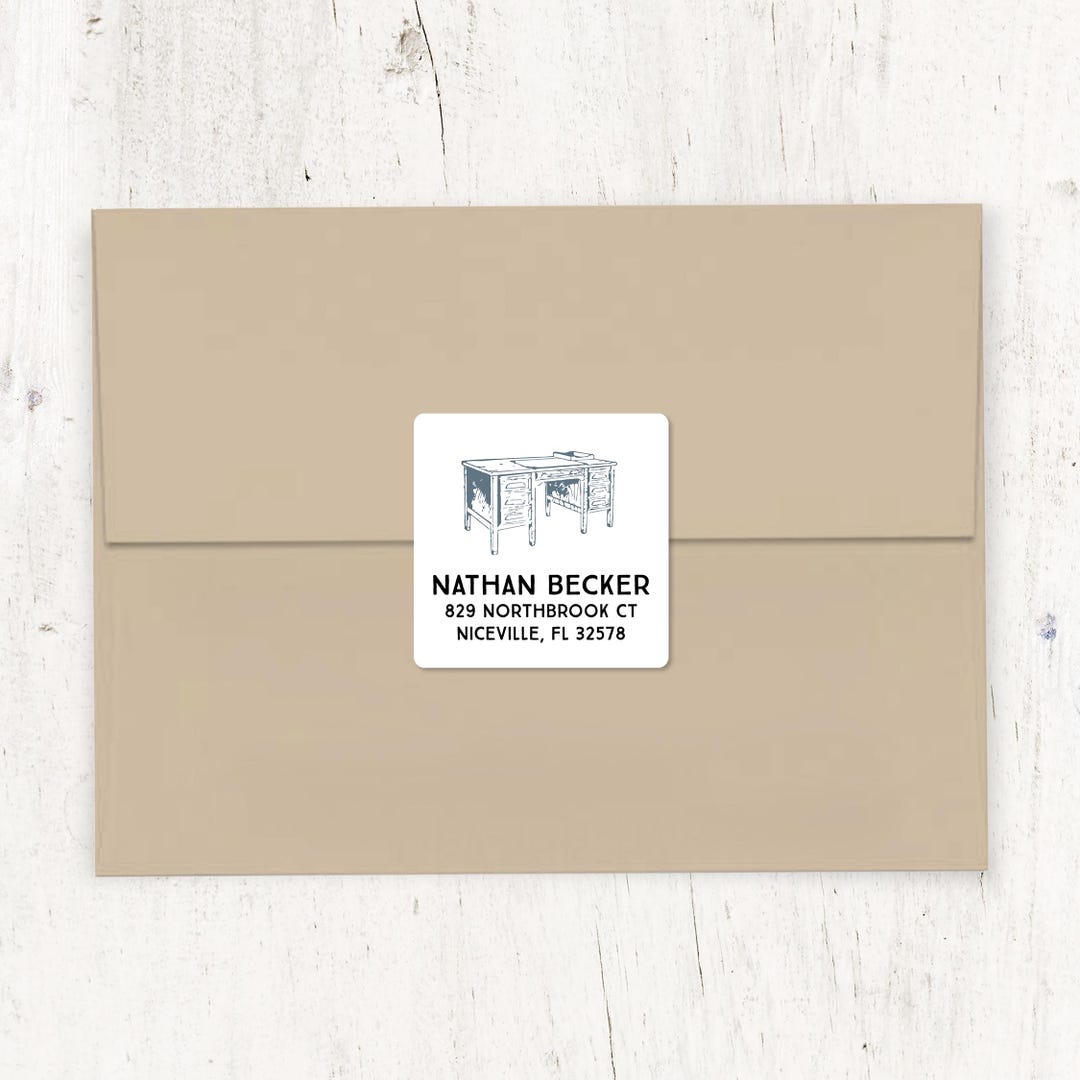 Personalized Return Address LABEL - FROM the Desk of VINTAGE - Custom ...