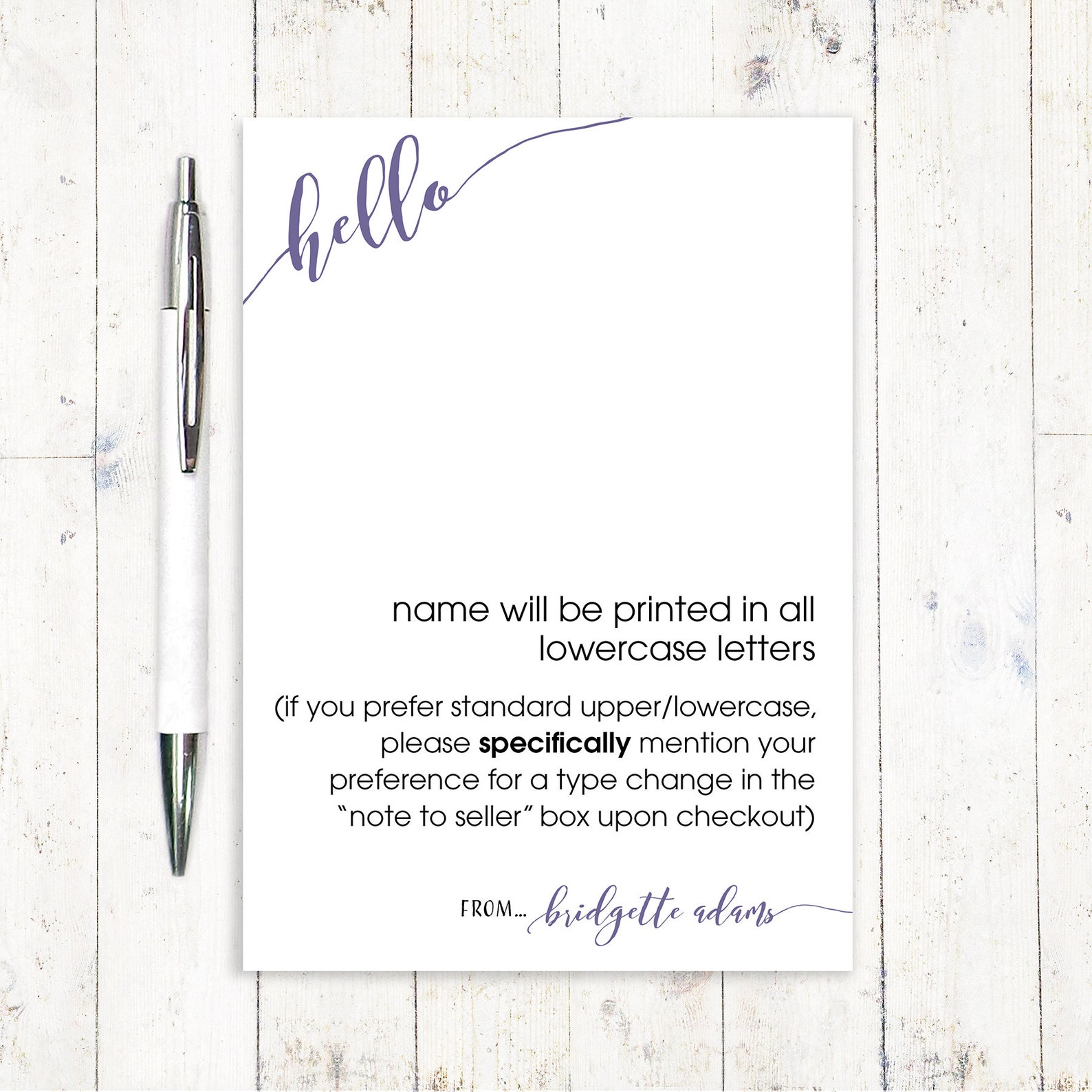 Personalized Notepad CALLIGRAPHY HELLO Stationery - Etsy