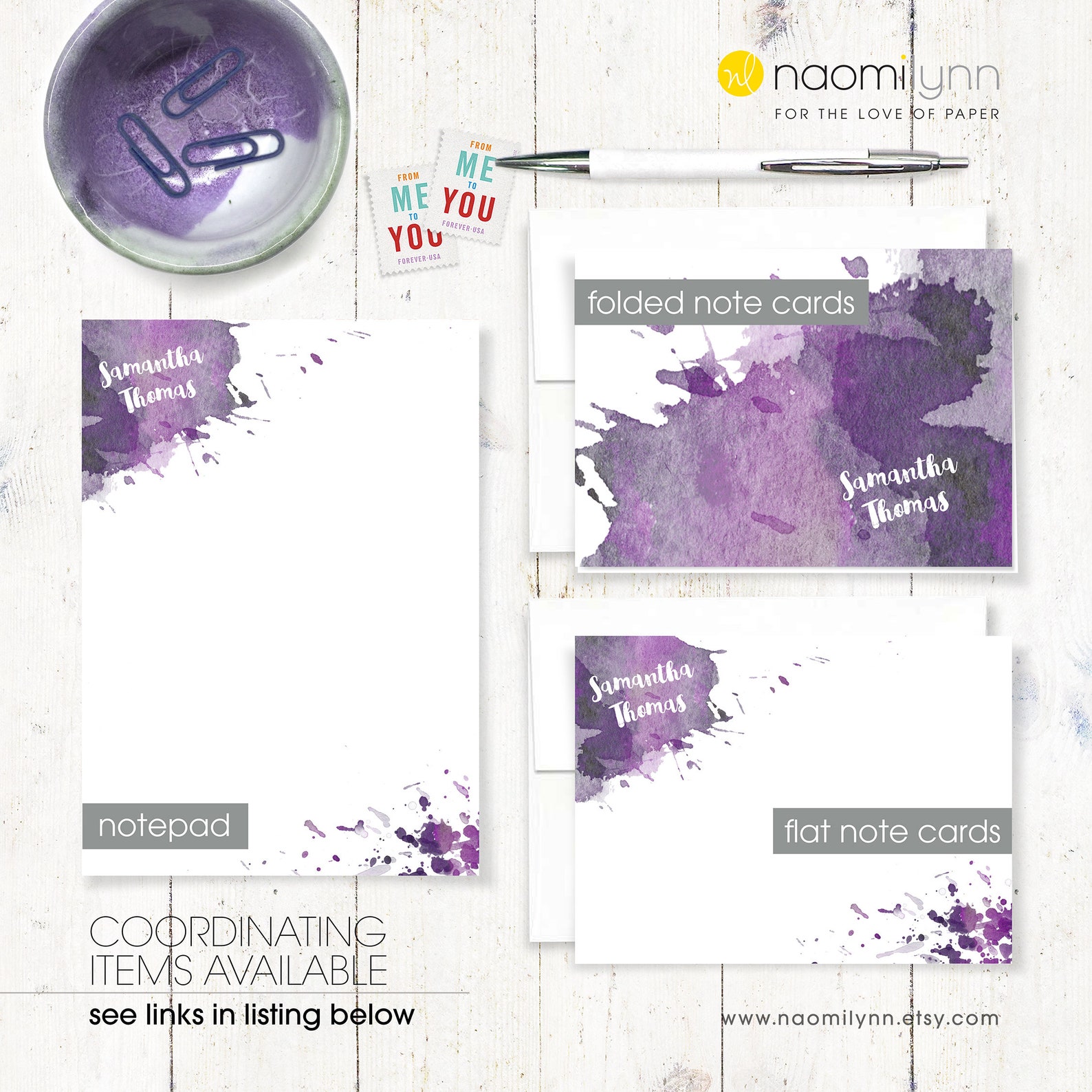 Personalized Notepad WATERCOLOR SPLOTCHES Stationery - Etsy