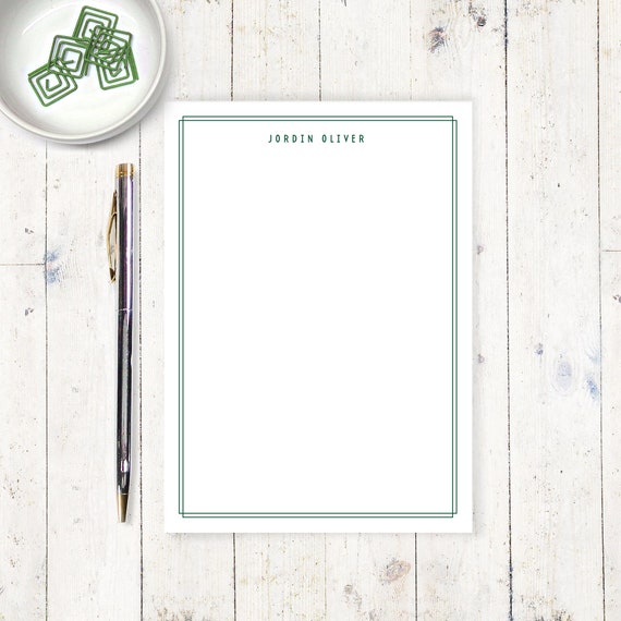 Personalized Notepad DOUBLE BORDER UPPERCASE Mens | Etsy