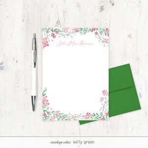 Personalized Notepad - PINK FLOWER FIELDS - Watercolor Stationary ...