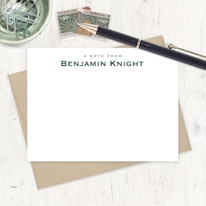 Personalized Note Card Set - COPPERPLATE a Note From - Modern Mens ...