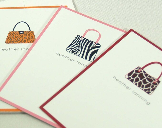 Personalized Note Cards Stationery Set -animal Print Purses (6) - Etsy