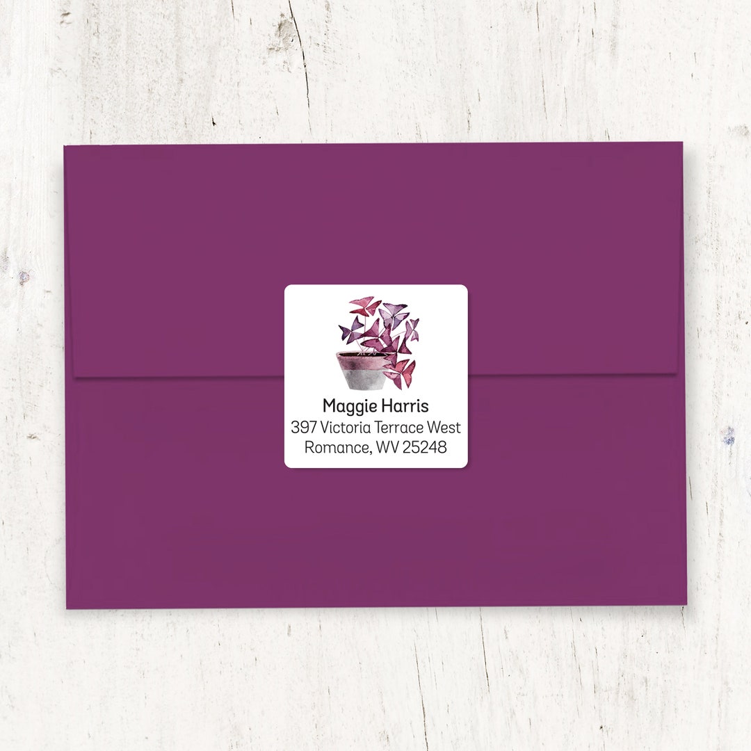 Personalized Return Address LABEL - Watercolor PURPLE SHAMROCK ...