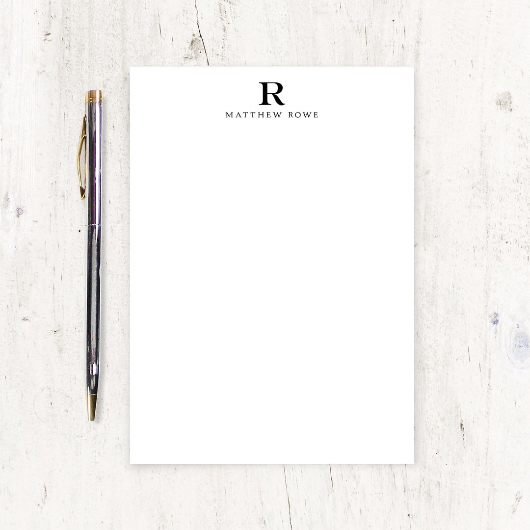 Personalized Notepad - PROFESSIONAL MONOGRAM - Classic Stationery ...
