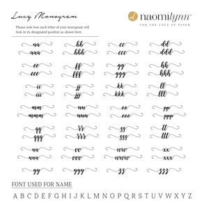 Personalized Note Card Set - LUCY MONOGRAM - Girls Stationery Cursive Monogrammed Women's ...