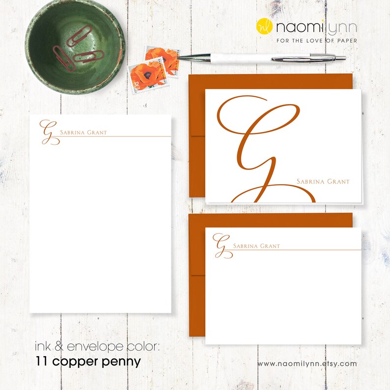 Complete Personalized Stationery Set CURSIVE INITIAL - Etsy