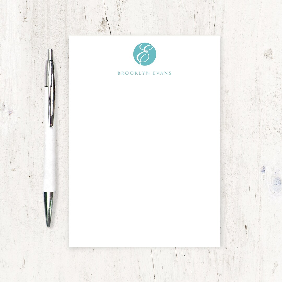 Personalized Notepad - ROUND SCRIPT MONOGRAM - Monogrammed Stationery ...