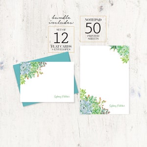 Mini Stationery Bundle - SUCCULENT GARDEN WATERCOLOR Flowers - Plant ...