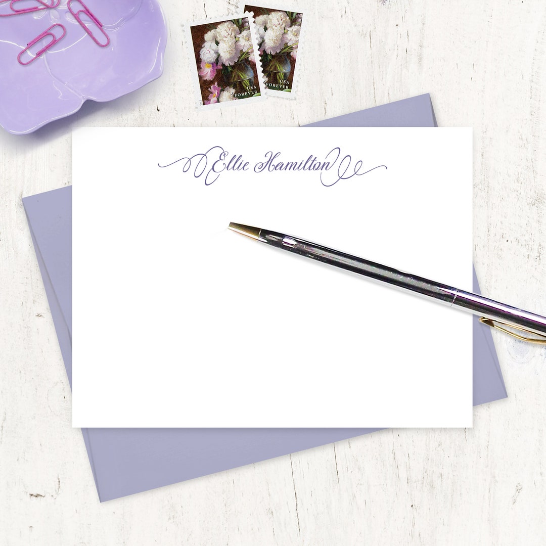 Personalized Note Card Set - PERFECTLY ELEGANT - Feminine Stationery ...