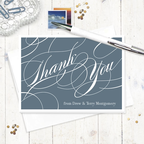 Personalized Thank You Note Cards FANCY THANK YOU Elegant - Etsy