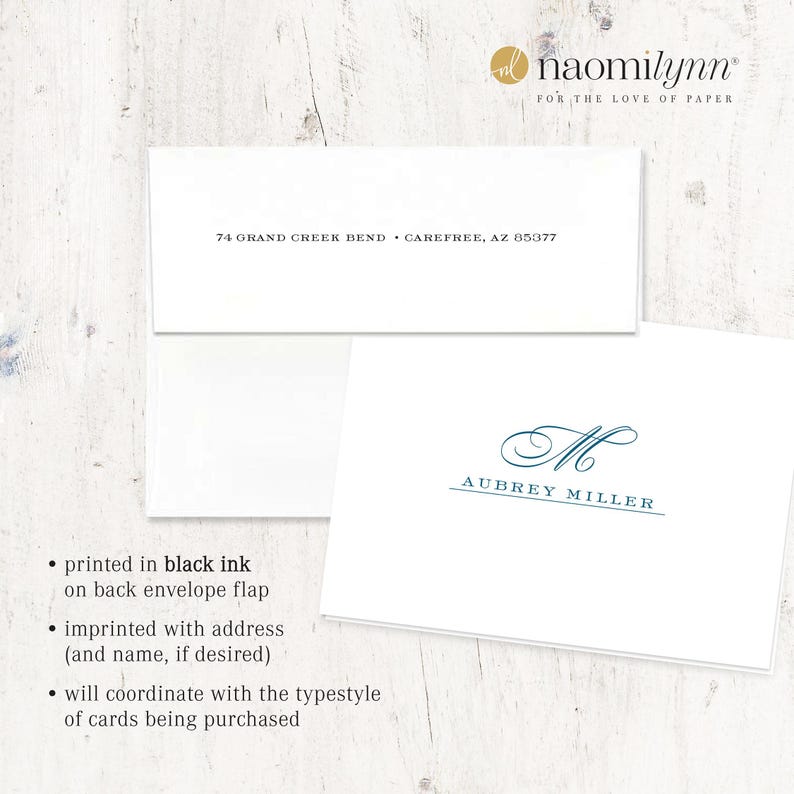 Return Address ENVELOPE PRINTING for Envelopes That Accompany Note ...