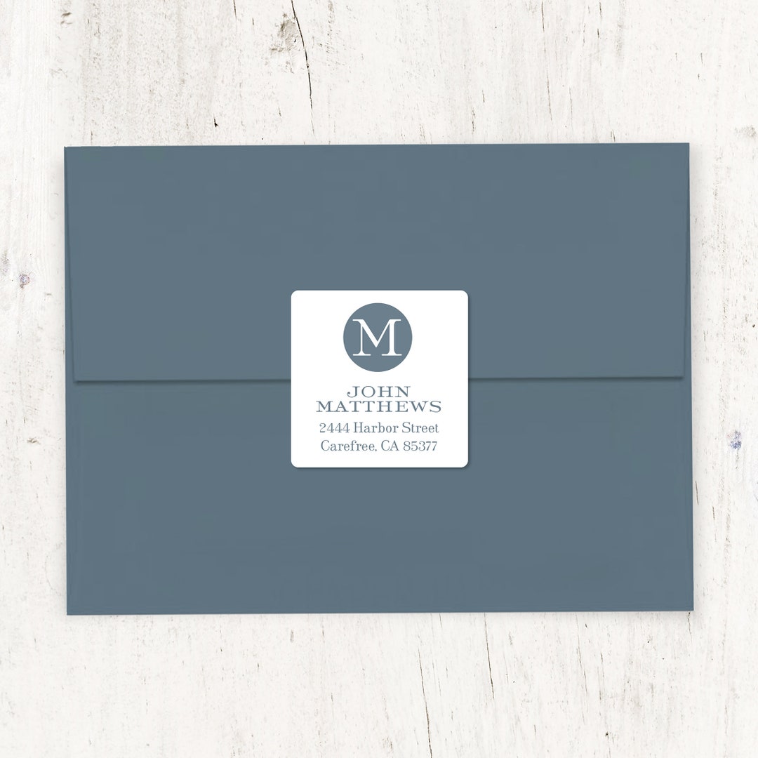 Personalized Return Address LABEL - CIRCLE MONOGRAM - Custom Sticker ...