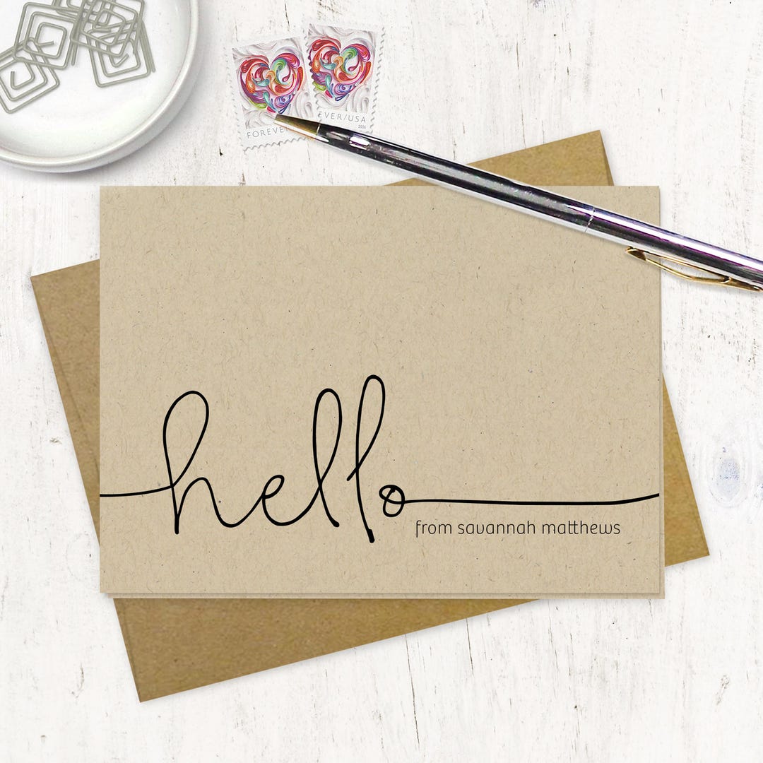 Personalized Stationery Set - HANDWRITING HELLO on KRAFT - Recycled ...
