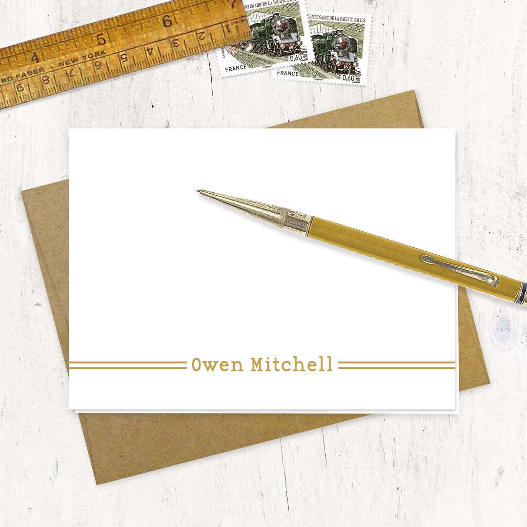 Personalized Stationery Set - DOUBLE LINES - Masculine Stationary Set ...