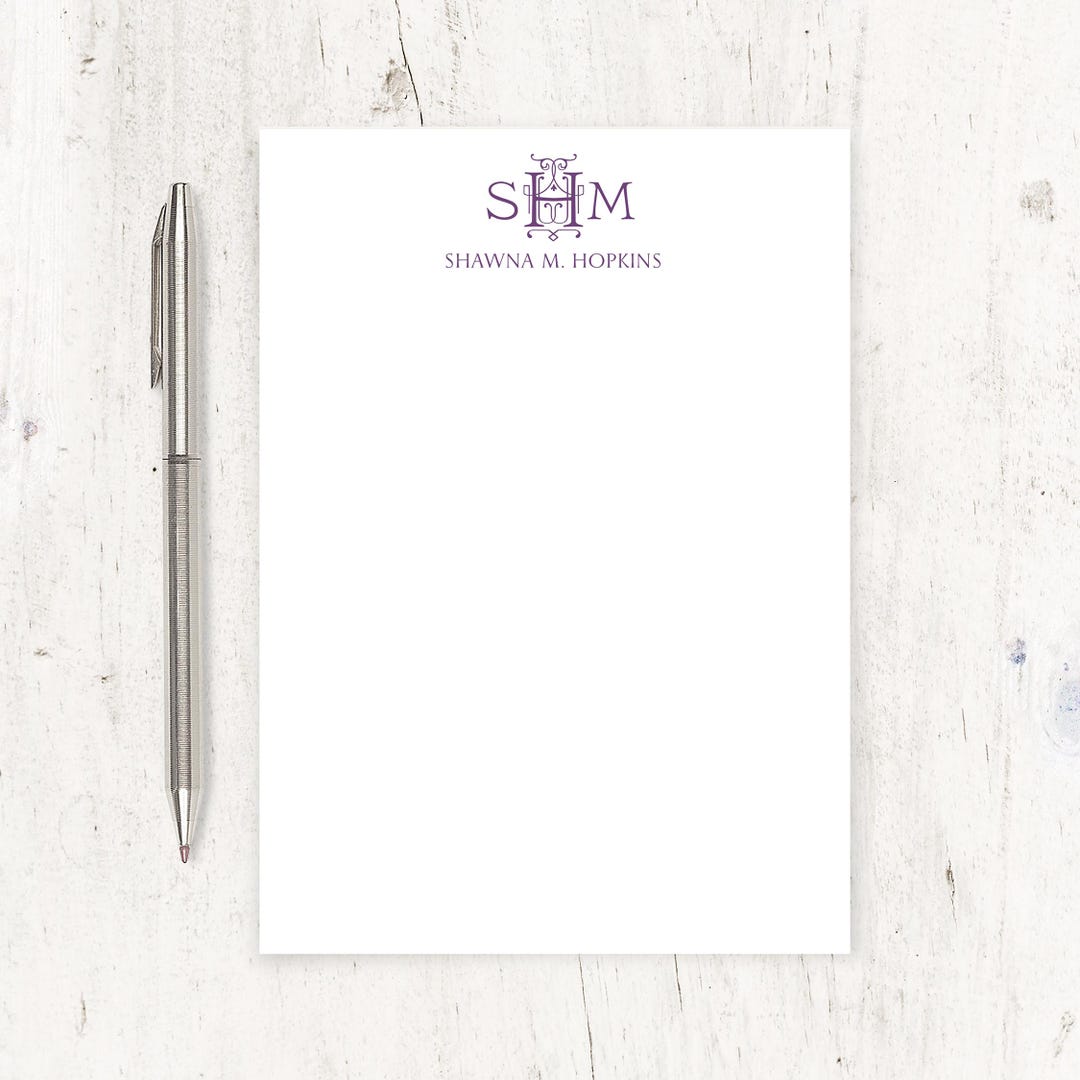 Personalized Notepad - MAJESTIC 3-LETTER MONOGRAM - Classic Stationery ...