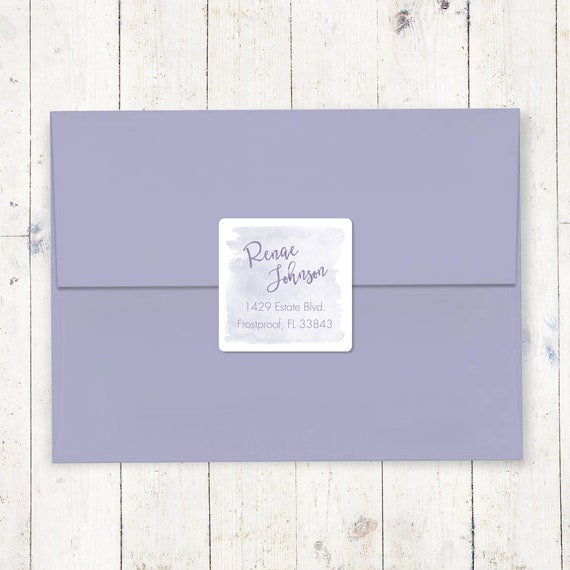 Personalized return address LABEL PURPLE WATERCOLOR Wash | Etsy