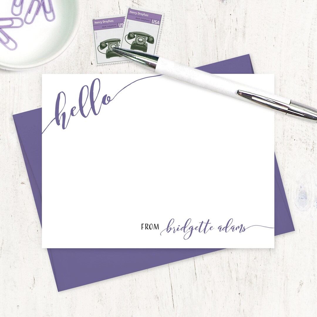 Personalized Note Card Set - CALLIGRAPHY HELLO - Fun Note Cards ...