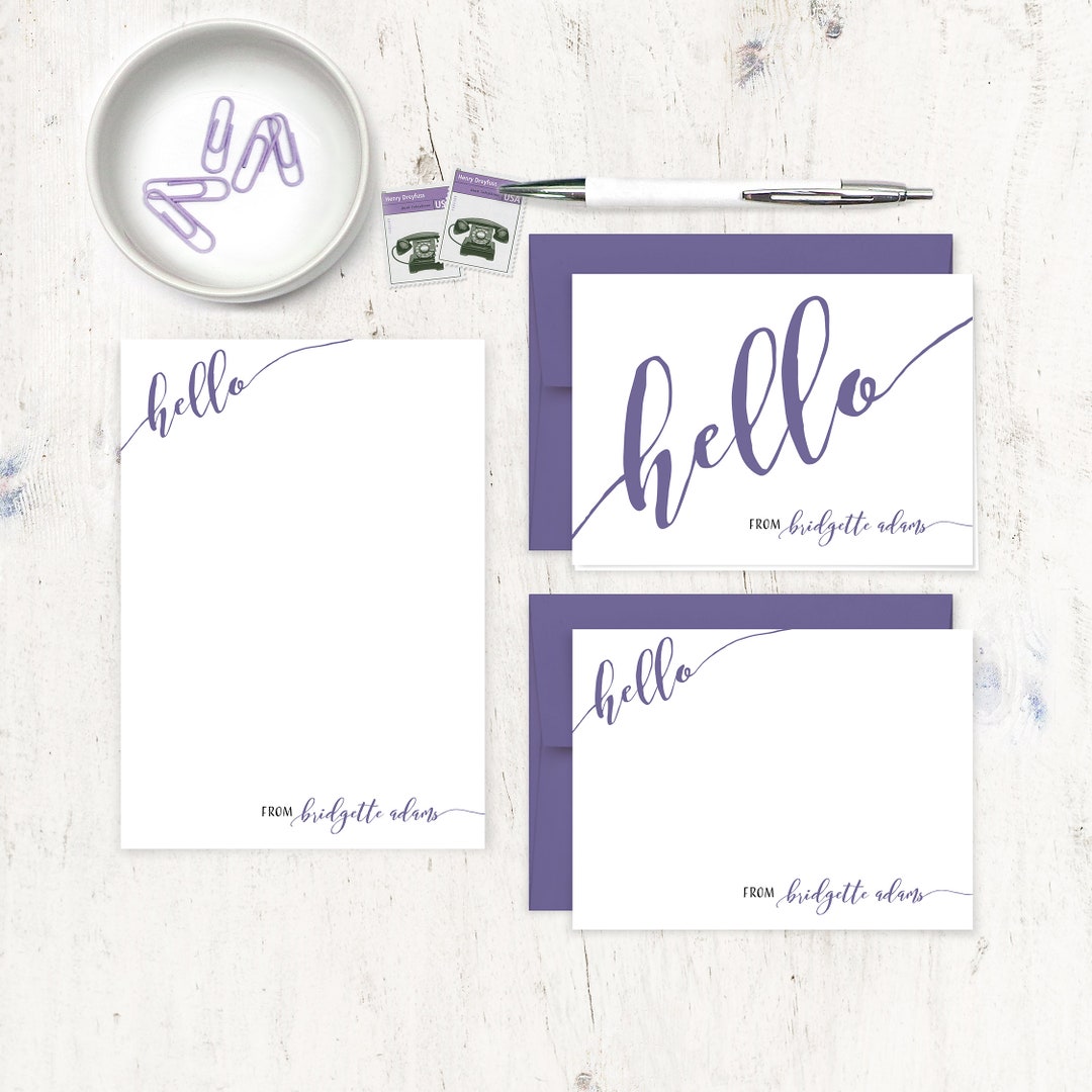 Complete Personalized Stationery Set - CALLIGRAPHY HELLO - Personalized ...