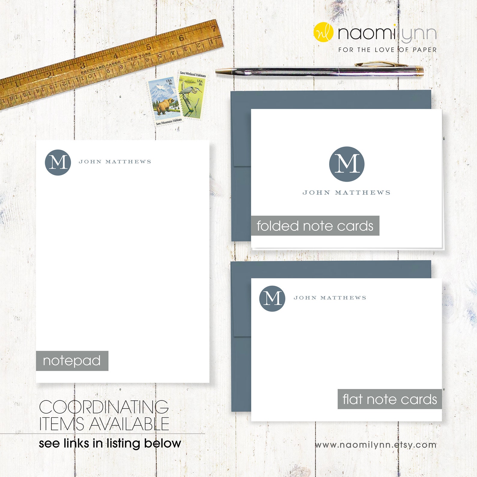 Personalized Notepad CIRCLE MONOGRAM Stationery | Etsy