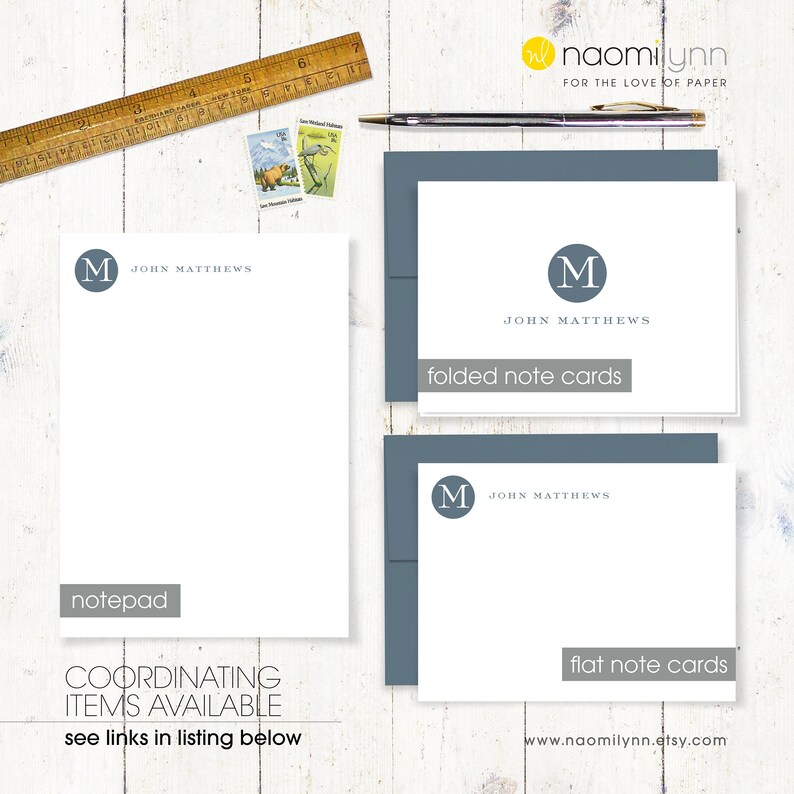 Personalized Notepad CIRCLE MONOGRAM Stationery | Etsy