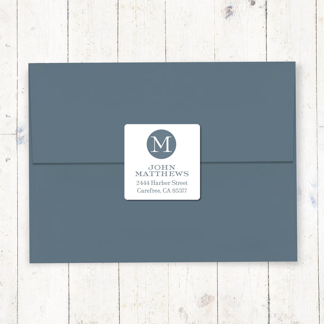 Personalized Return Address LABEL CIRCLE MONOGRAM Custom Sticker Square ...