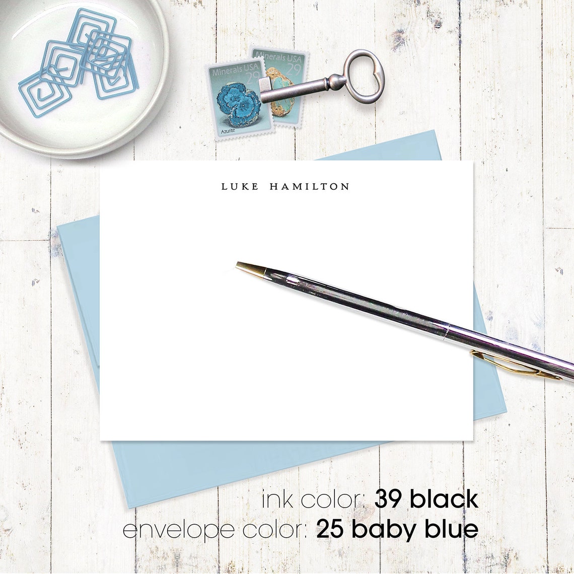 Personalized Note Card Set PERFECTLY SIMPLE on WHITE - Etsy