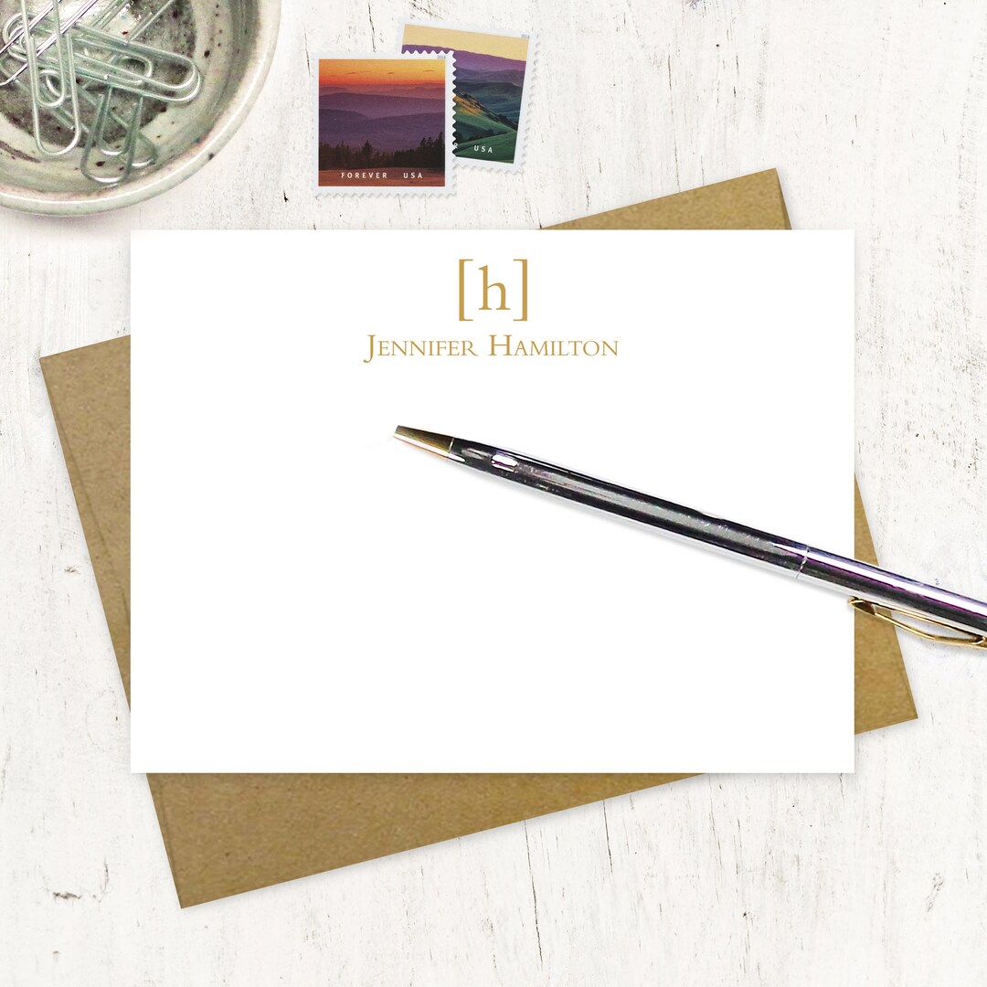 Personalized Note Card Set SIMPLY CLASSIC MONOGRAM Monogrammed ...