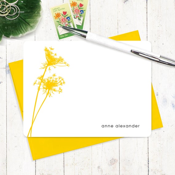 Personalized Note Card Set QUEEN ANNES LACE Nature - Etsy