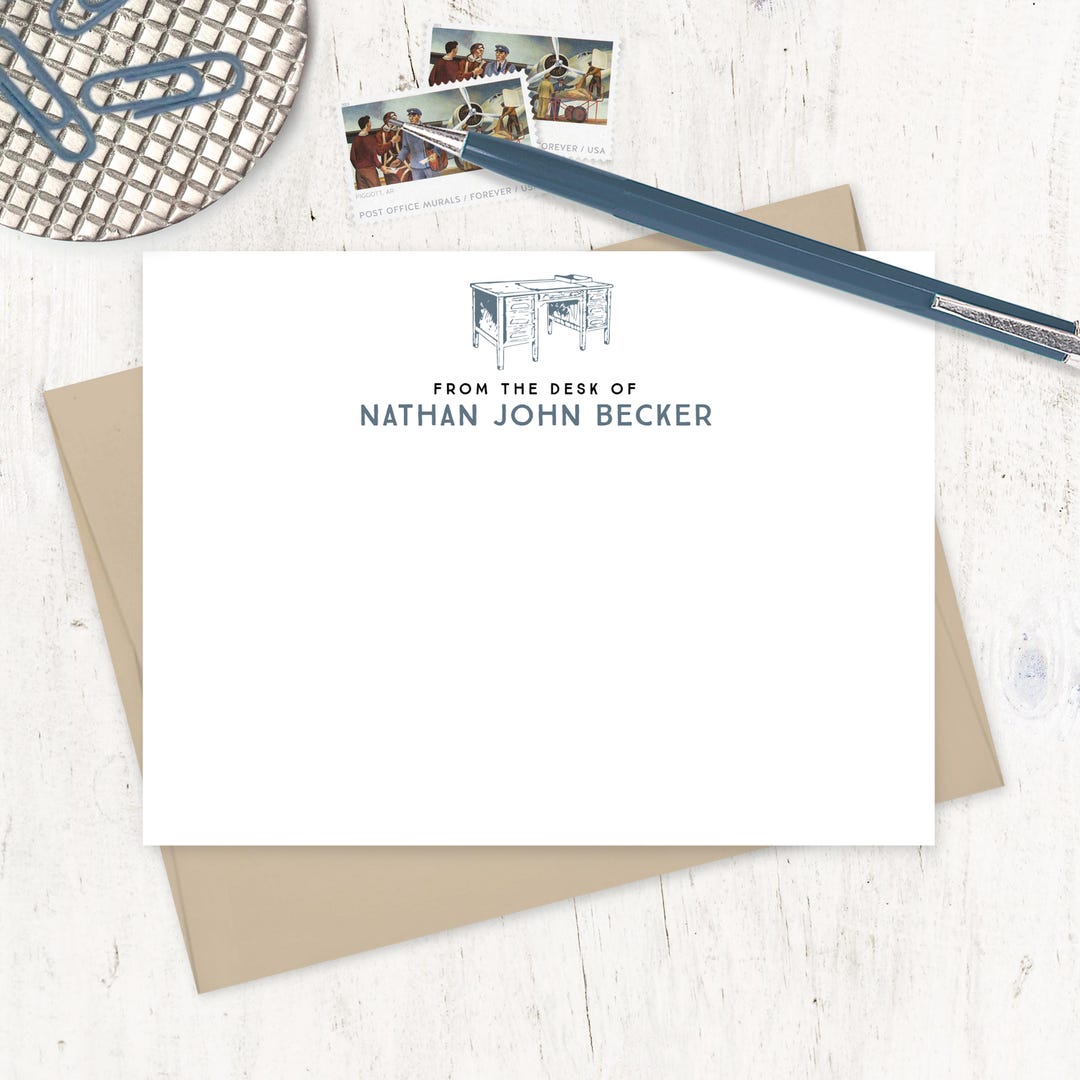 Personalized Note Card Set - FROM the DESK of VINTAGE - Men's ...