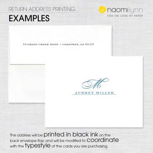Return Address ENVELOPE PRINTING for Envelopes That Accompany Note ...