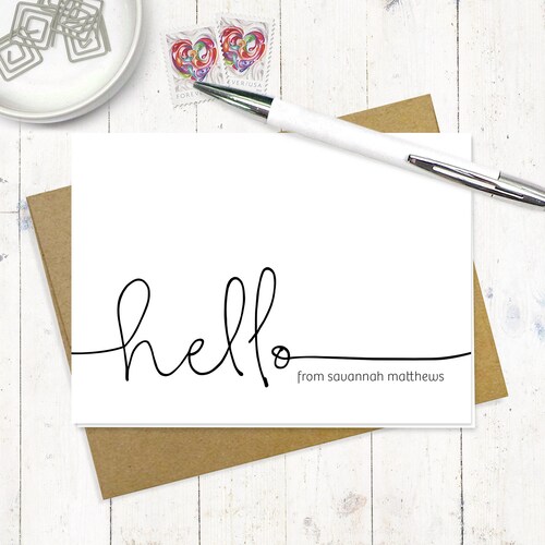 Personalized Stationery Set HANDWRITING HELLO Fun Modern - Etsy
