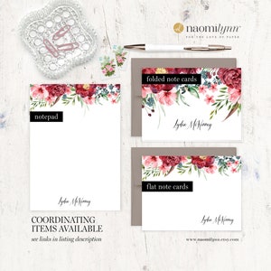 Personalized Note Card Set - LYDIA'S GARDEN Watercolor Flowers ...