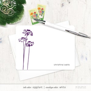 Personalized Note Card Set CONEFLOWER Modern Floral Stationary Nature ...