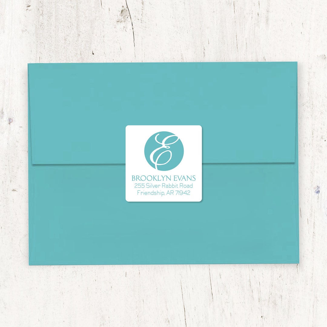 Personalized Return Address LABEL - ROUND SCRIPT Monogram - Sticker ...