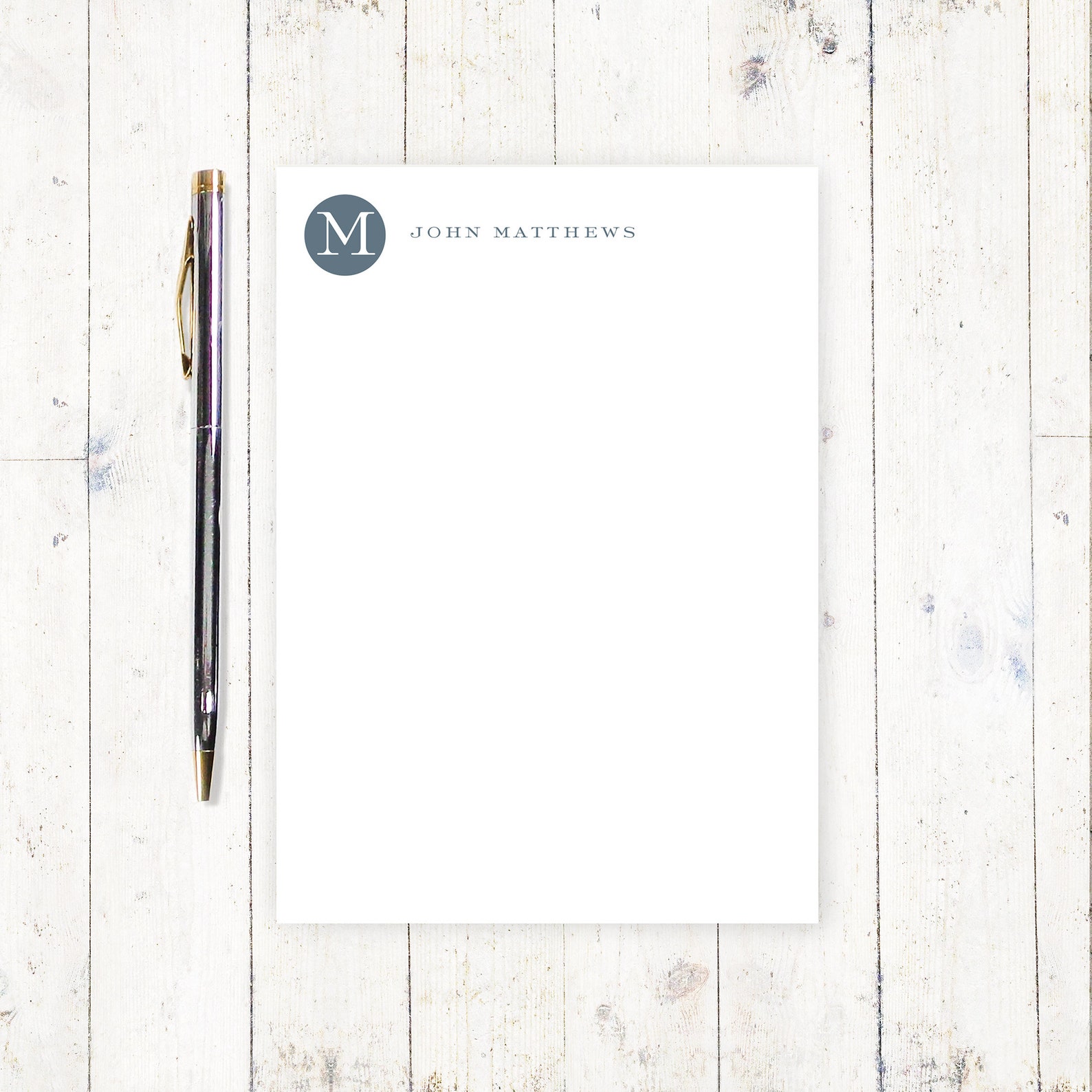 Personalized Notepad CIRCLE MONOGRAM Stationery | Etsy