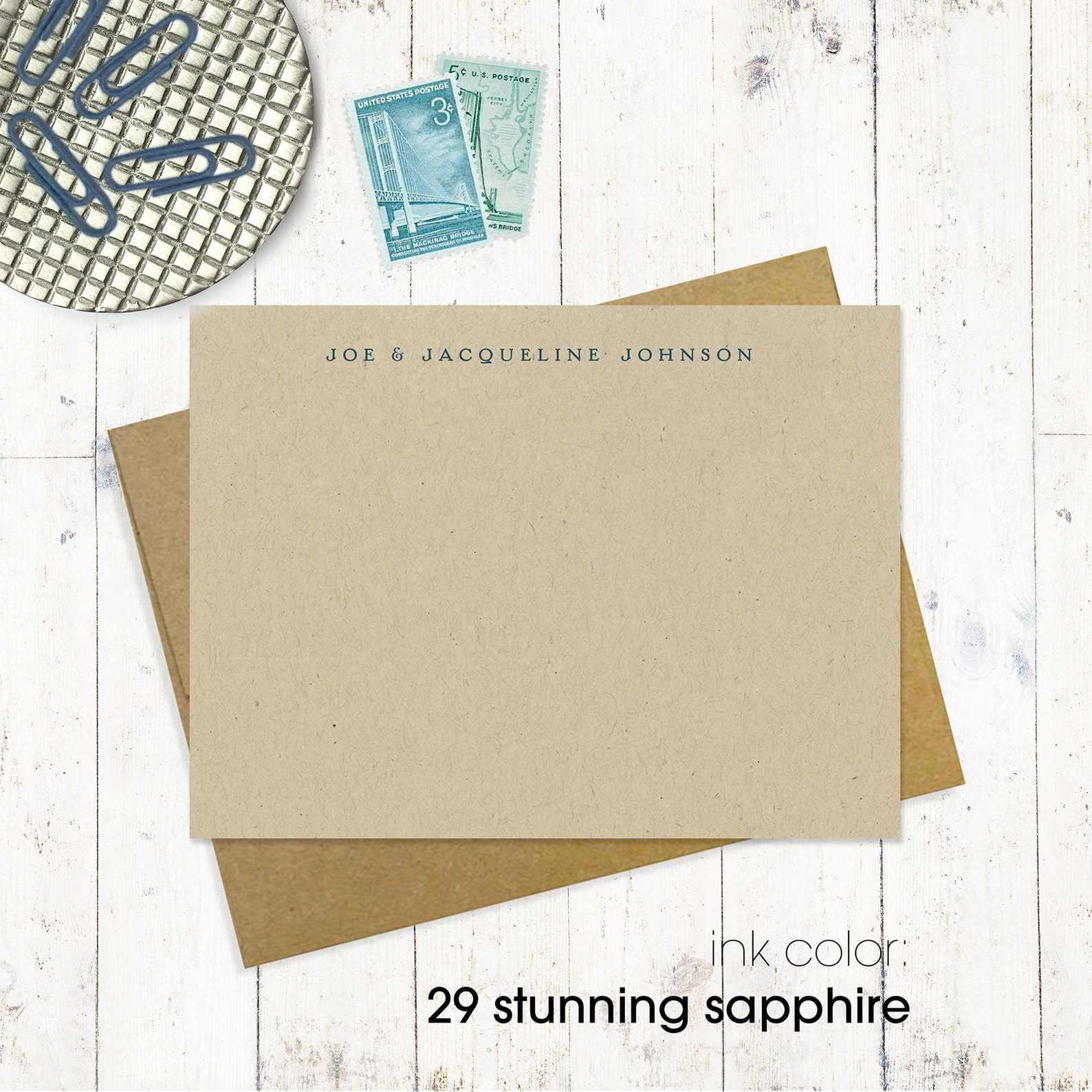 Personalized Note Card Set PERFECTLY SIMPLE on KRAFT - Etsy