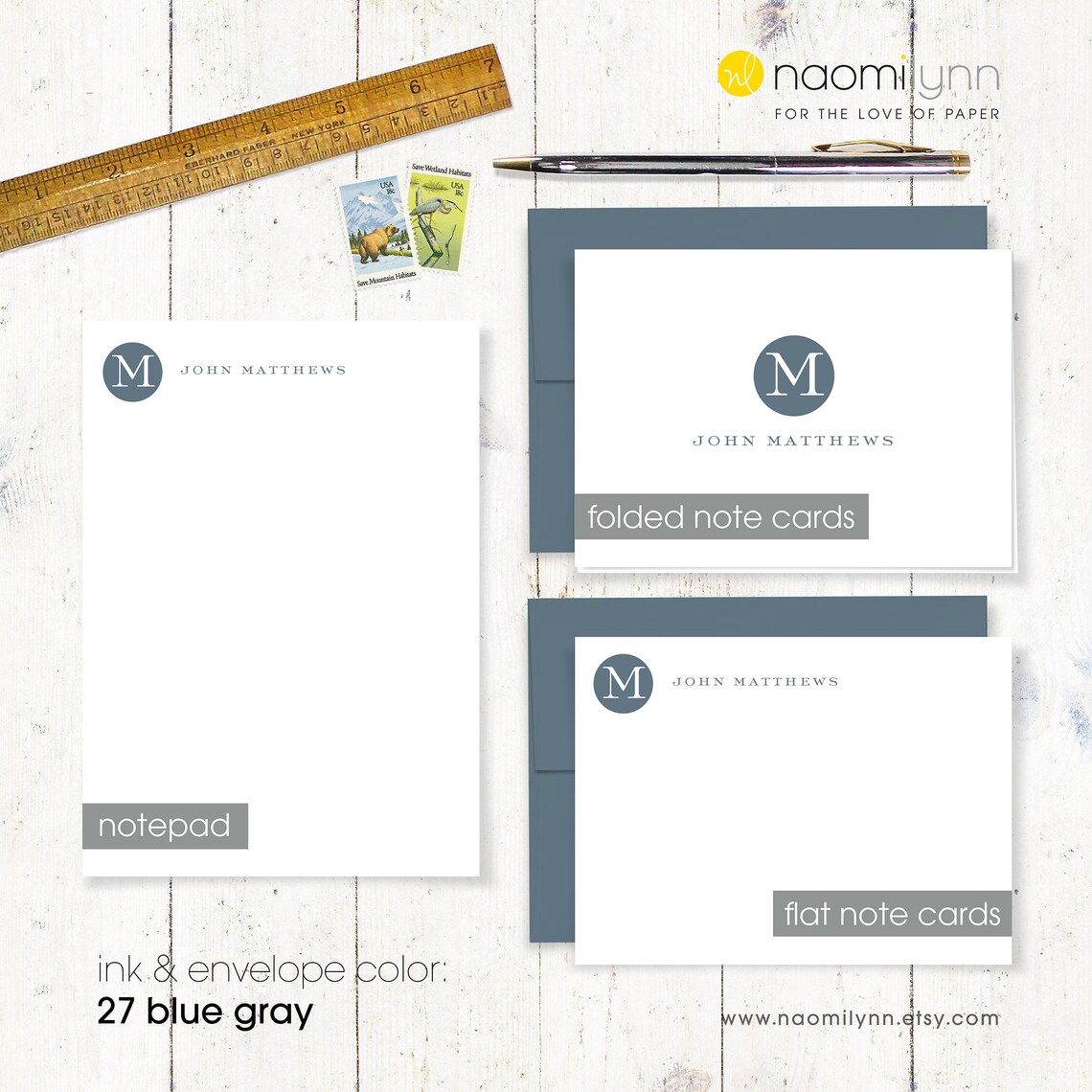 Complete Personalized Stationery Set CIRCLE MONOGRAM | Etsy