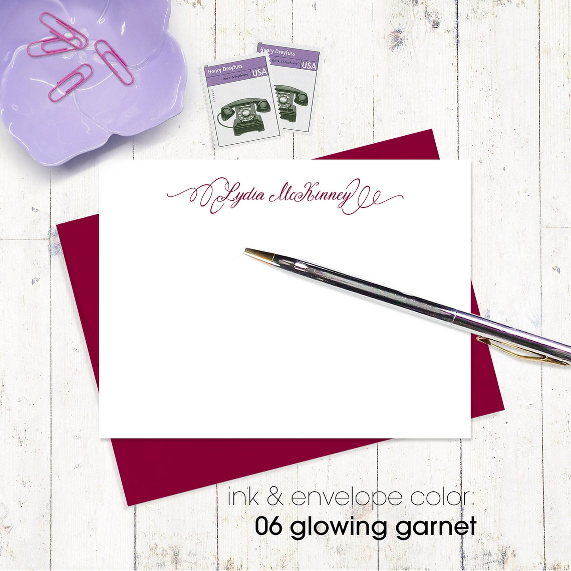 Personalized note card set PERFECTLY ELEGANT set of 12 | Etsy