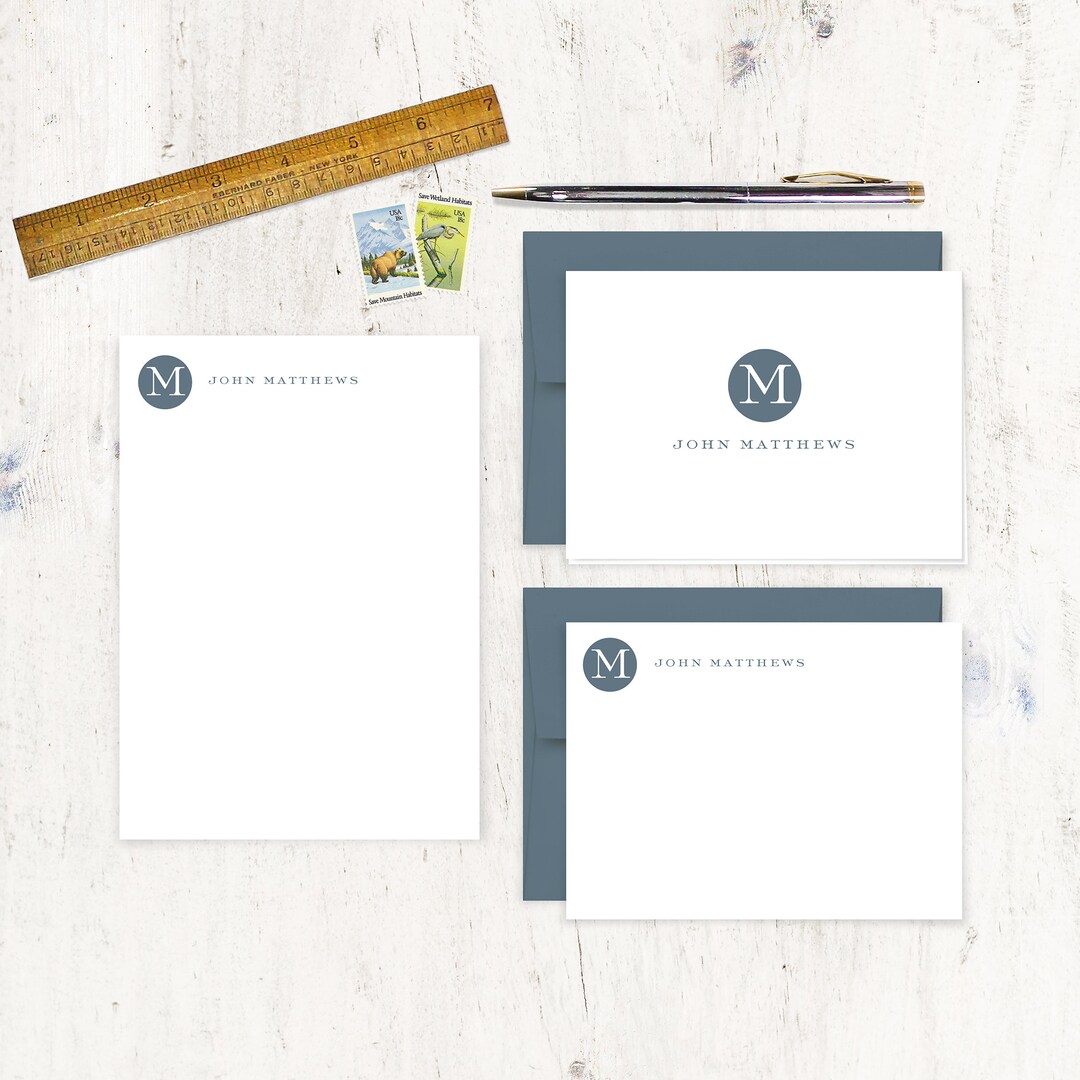 Complete Personalized Stationery Set - CIRCLE MONOGRAM - Personalized ...