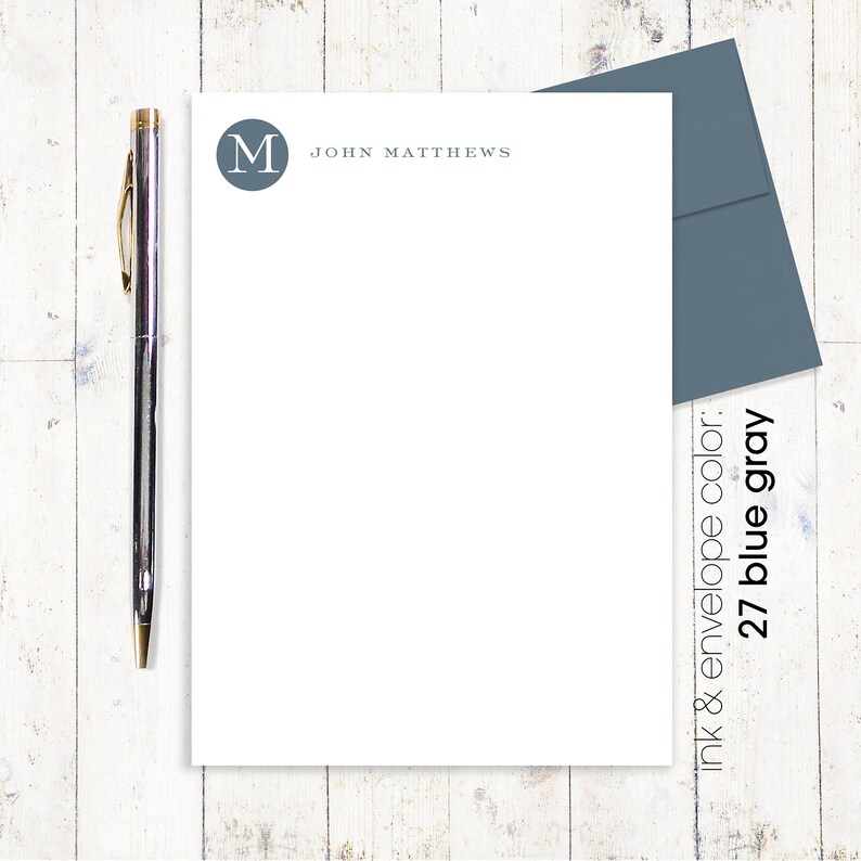 Personalized Notepad CIRCLE MONOGRAM Stationery | Etsy